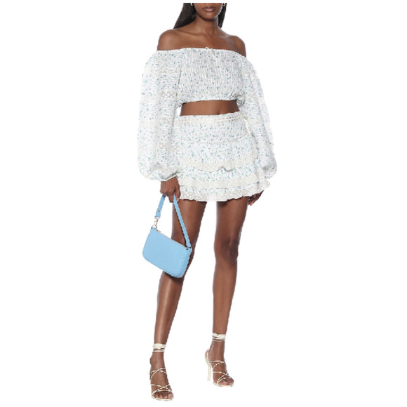 LoveShackFancy | Tops | Loveshackfancy Albertina Balloon Sleeve Crop ...